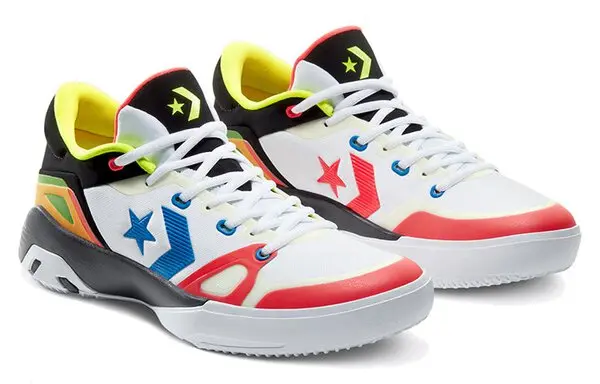 CONVERSE G4 Low Top Basketball Sneakers - White/blue/pink