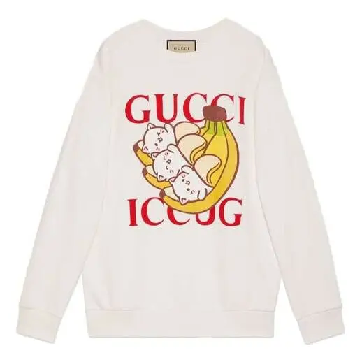 Gucci Bananya Cat And Banana Graphic Sweatshirt - White