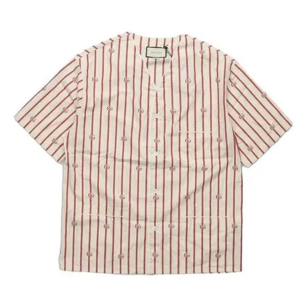 Gucci Double G Stripe Bowling Shirt 'white Red - White/red