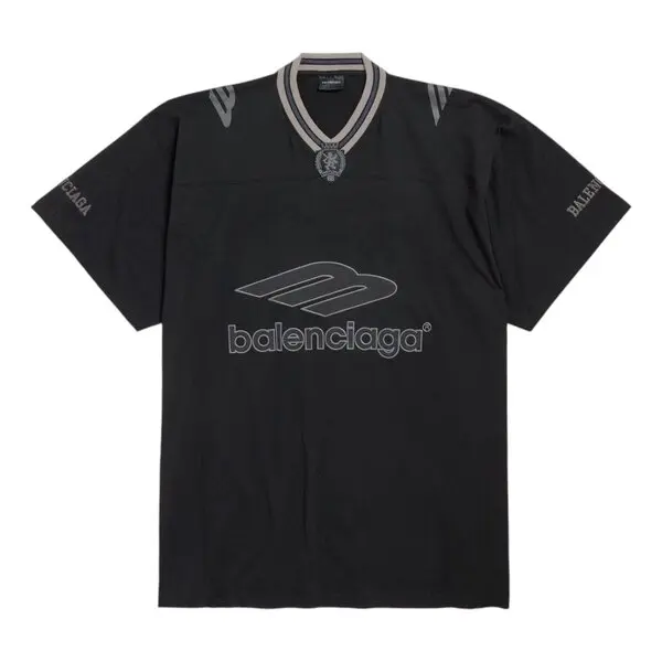 Balenciaga 3b Football V-neck T-shirt Oversized - Black