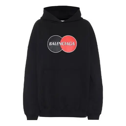 Balenciaga Graphic Print Hoodie - Black
