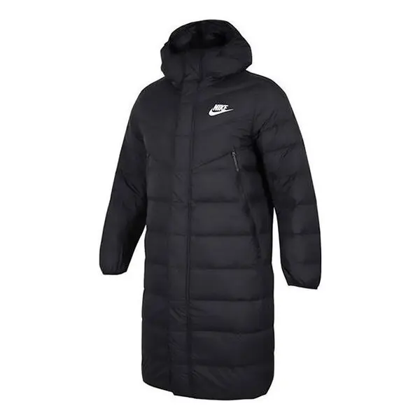 Nike Hooded Puffer Long Coat 'black