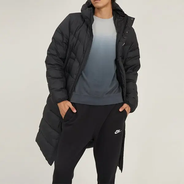 Nike Hooded Puffer Long Coat 'black