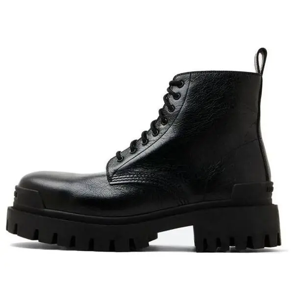 Balenciaga Leather Ankle Boots With Lug Sole - Black