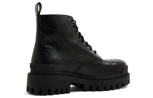Balenciaga Leather Ankle Boots With Lug Sole - Black