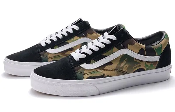 VANS Bape X Old Skool Cortex Limited Edition Camouflage Sneakers - Black