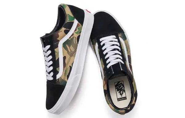 VANS Bape X Old Skool Cortex Limited Edition Camouflage Sneakers - Black
