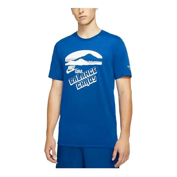 Nike X Gyakusou Crossover Alphabet Printing Round Neck Sports Short Sleeve Blue - Multi-color