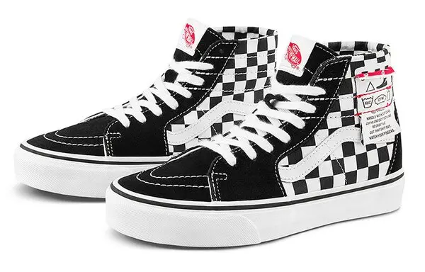 VANS Sk8-hi Checked High Top Sneakers - Black/white
