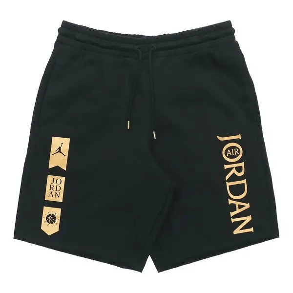 JORDAN Air Fleece Bronzing Sports Knit Shorts - Black
