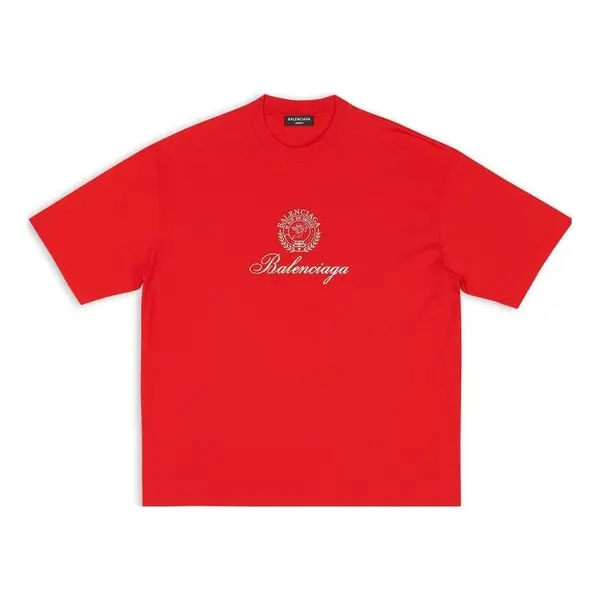 Balenciaga Qixi Crest T-shirt Medium Fit - Red