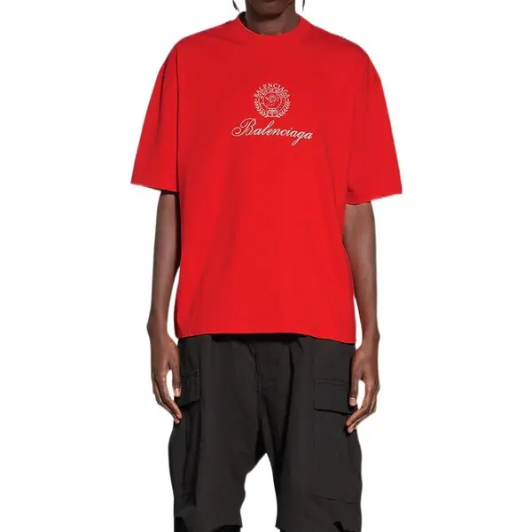 Balenciaga Qixi Crest T-shirt Medium Fit - Red