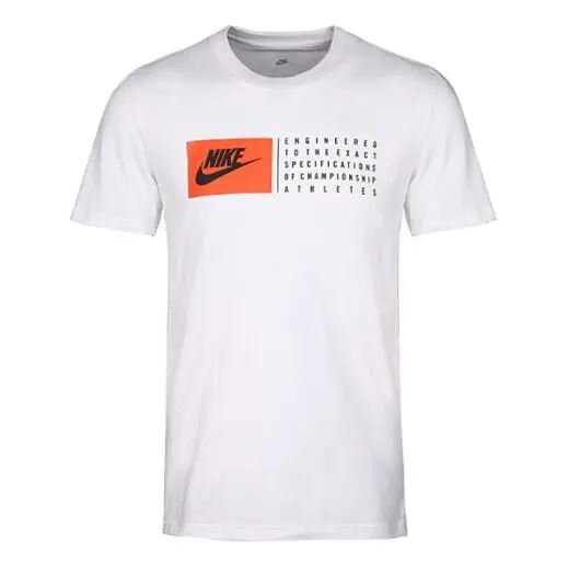 Nike Alphabet Printing Athleisure Casual Sports Short Sleeve - White