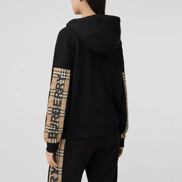 Burberry Classic Plaid Trim Full Zip Hoodie