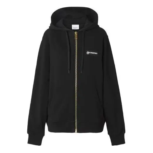 Burberry Classic Plaid Trim Full Zip Hoodie - Black