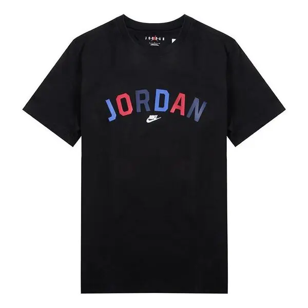 Nike Alphabet Loose Breathable Running Training Short Sleeve Black T-shirt - Multi-color