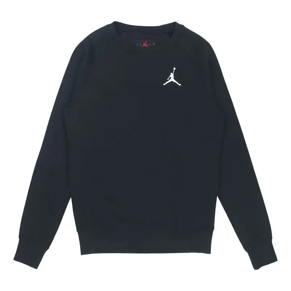 JORDAN Logo Embroidered Sports Round Neck Pullover Black
