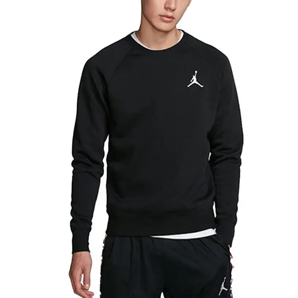 JORDAN Logo Embroidered Sports Round Neck Pullover Black