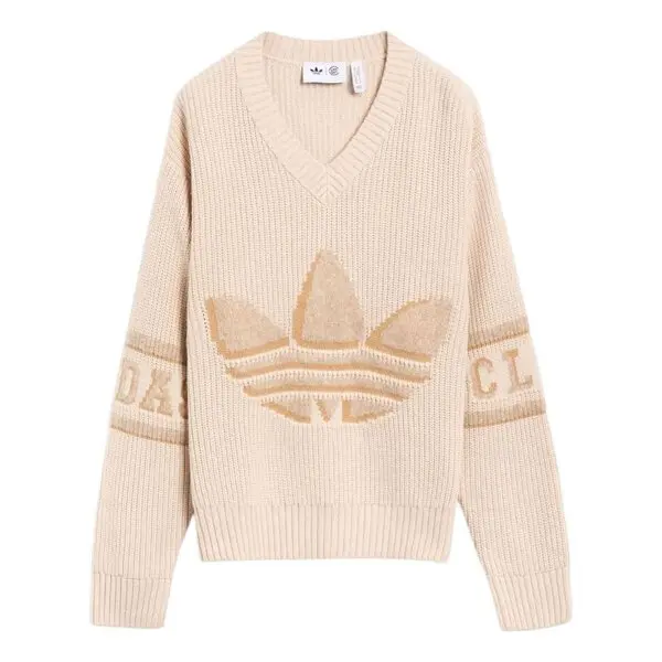 Adidas X Clot Logo V-neck Sweater - Beige