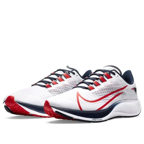 Nike Zoom Pegasus 37 "new England Patriots" Athletic Sneakers - White/yellow/orange