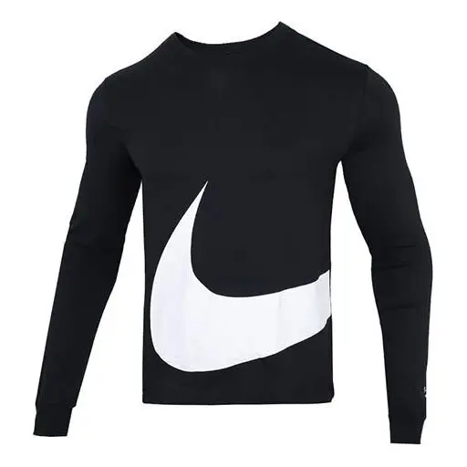 Nike Long Sleeve Crewneck Tee With Large Logo - Black