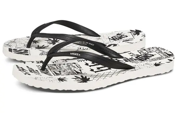 VANS Makena Graphic Print Flip Flops - Black/white