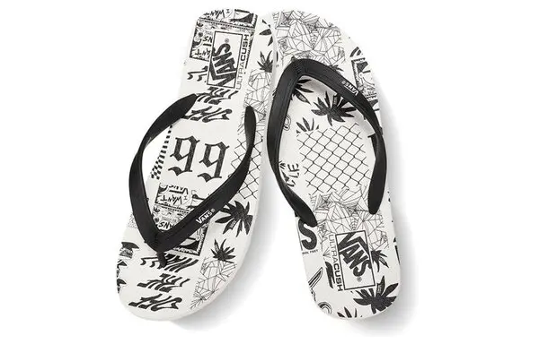 VANS Makena Graphic Print Flip Flops - Black/white