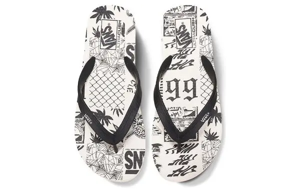 VANS Makena Graphic Print Flip Flops - Black/white