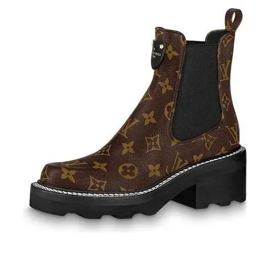 LOUIS VUITTON Monogram Canvas Chelsea Boots - Brown/black