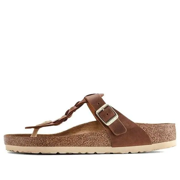 BIRKENSTOCK Gizeh Braided Leather Sandals - Brown
