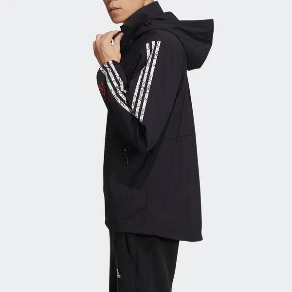 Adidas Windbreaker Jacket With Sporty Stripes