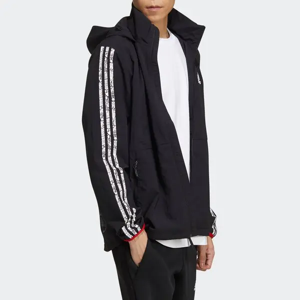 Adidas Windbreaker Jacket With Sporty Stripes