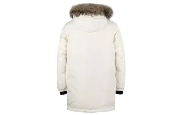 NEW BALANCE Down Parka Jacket With Fur Accents - White/brown
