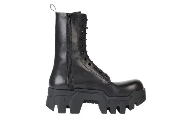 Balenciaga Bulldozer Lace-up Leather High Top Boots