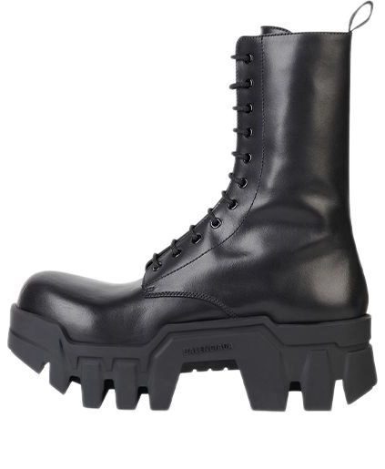 Balenciaga Bulldozer Lace-up Leather High Top Boots - Black