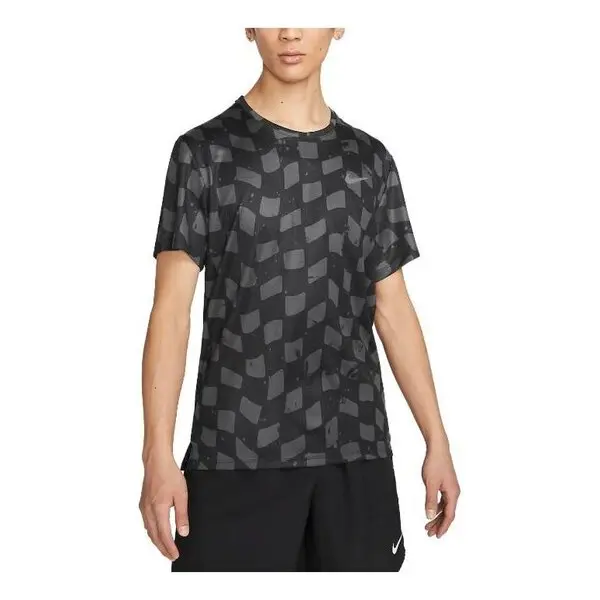 Nike Dri-fit Miler Short-sleeve Running Top - Black