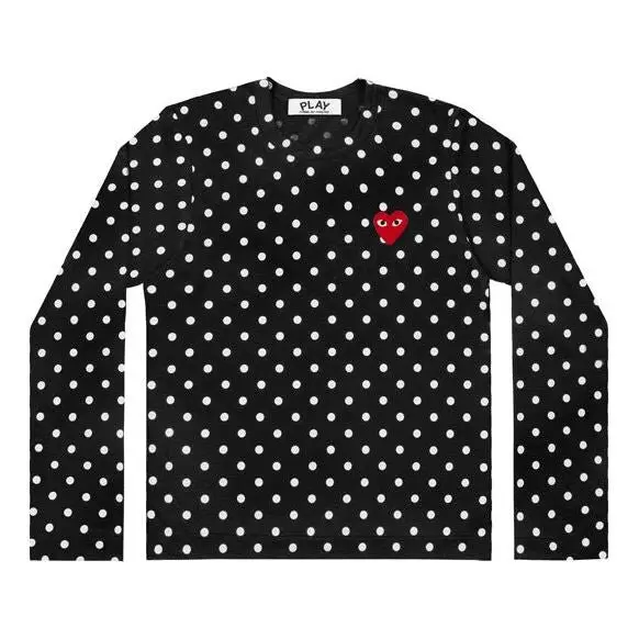 Play Comme Des Garcon Polka Dots Long Sleeve T-shirt - Black