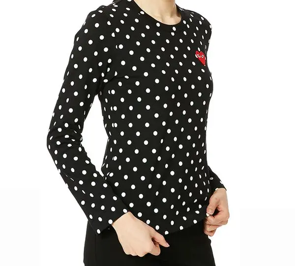 Play Comme Des Garcon Polka Dots Long Sleeve T-shirt - Black