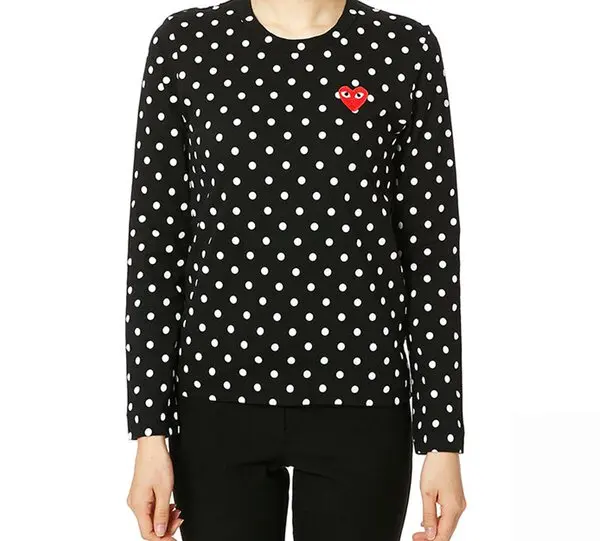 Play Comme Des Garcon Polka Dots Long Sleeve T-shirt - Black