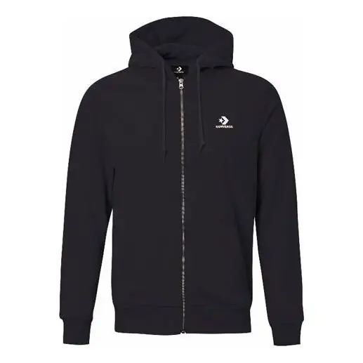 CONVERSE Zip Up Hooded Jacket With Logo - Black