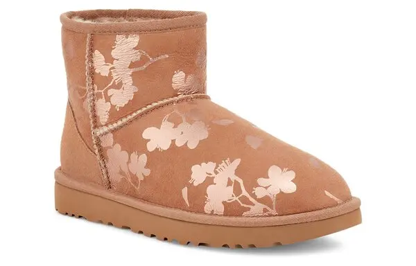 UGG Classic Mini Floral Boots - Brown