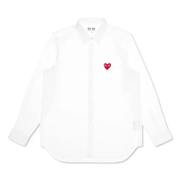 Play Comme Des Garcon Red Emblem Button Down - White