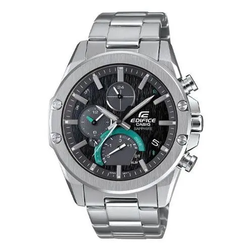 Casio Edifice Solar Powered Chronograph Watch With Sapphire Crystal - Blacksilver