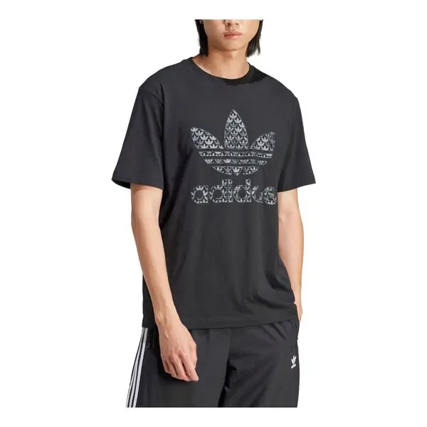Adidas Classic Monogram Graphic T-shirt Asia Sizing 'black - Black/grey Five