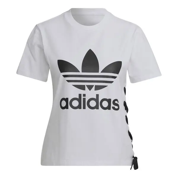 Adidas Original Trefoil T-shirt With Lace-up Detail - White/black