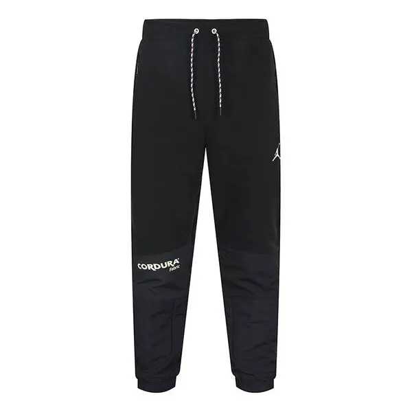 JORDAN Winter Utility Cordura Stay Warm Polar Fleece Splicing Casual Sports Running Long Pants - Black