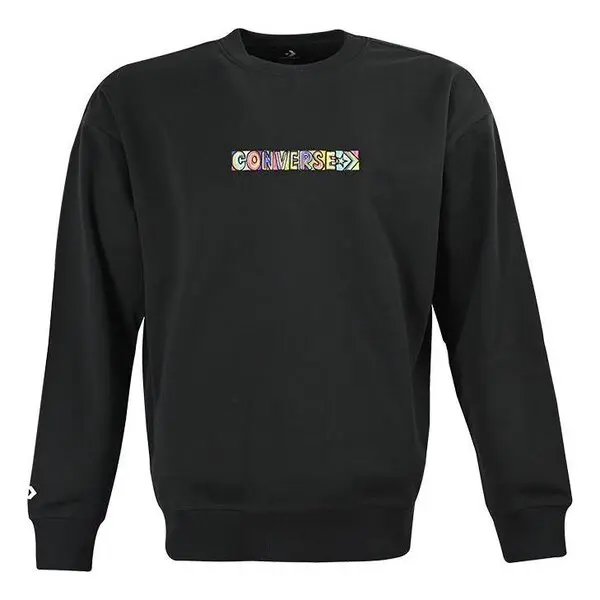 CONVERSE Embroidered Workmark Fleece Crewneck Sweatshirt - Black