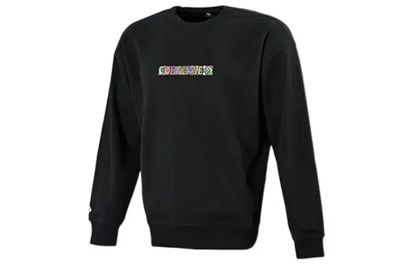 CONVERSE Embroidered Workmark Fleece Crewneck Sweatshirt - Black