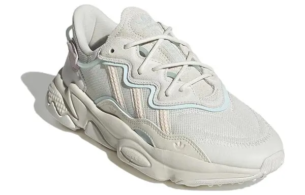 Adidas Ozweego Lace Up Sneakers - Cloud White/bliss Orange/almost Blue