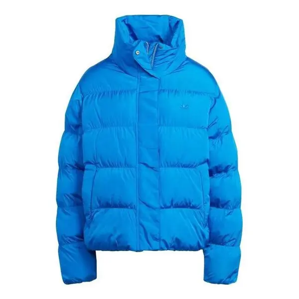 Adidas Short Vegan Puffer Jacket With Stand Collar - Blue